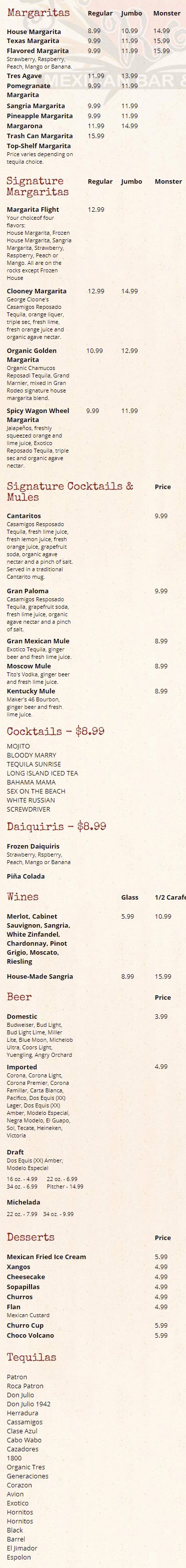 Gran Rodeo Mexican Bar & Grill Margaritas Drinks Chesapeake