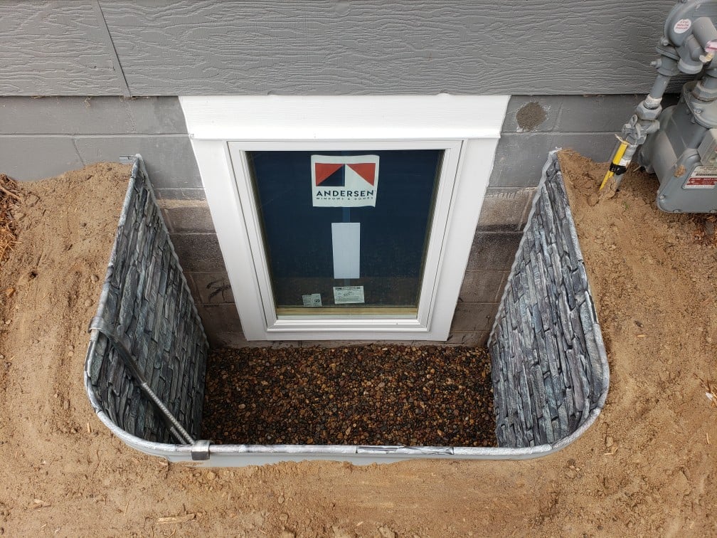 Galvanized Steel Window Wells - stonewall finish Photo Gallery | Medina