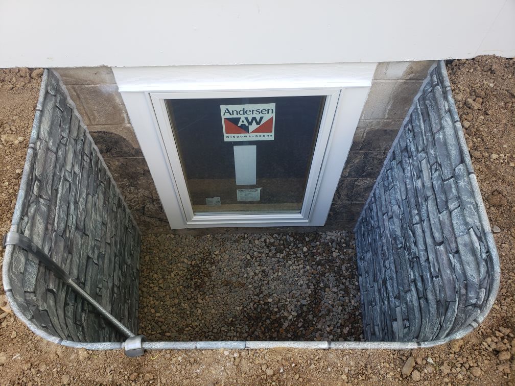 Galvanized Steel Window Wells - stonewall finish Photo Gallery | Medina