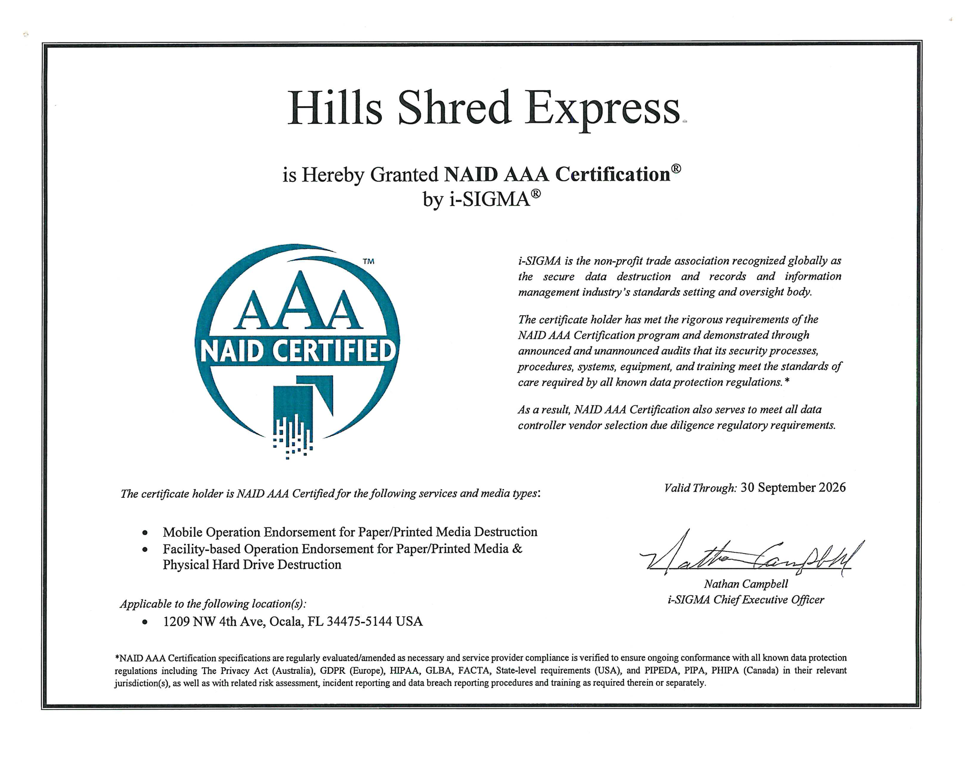 Paper Shredding Service Spring Hill | Hill's Shred Express