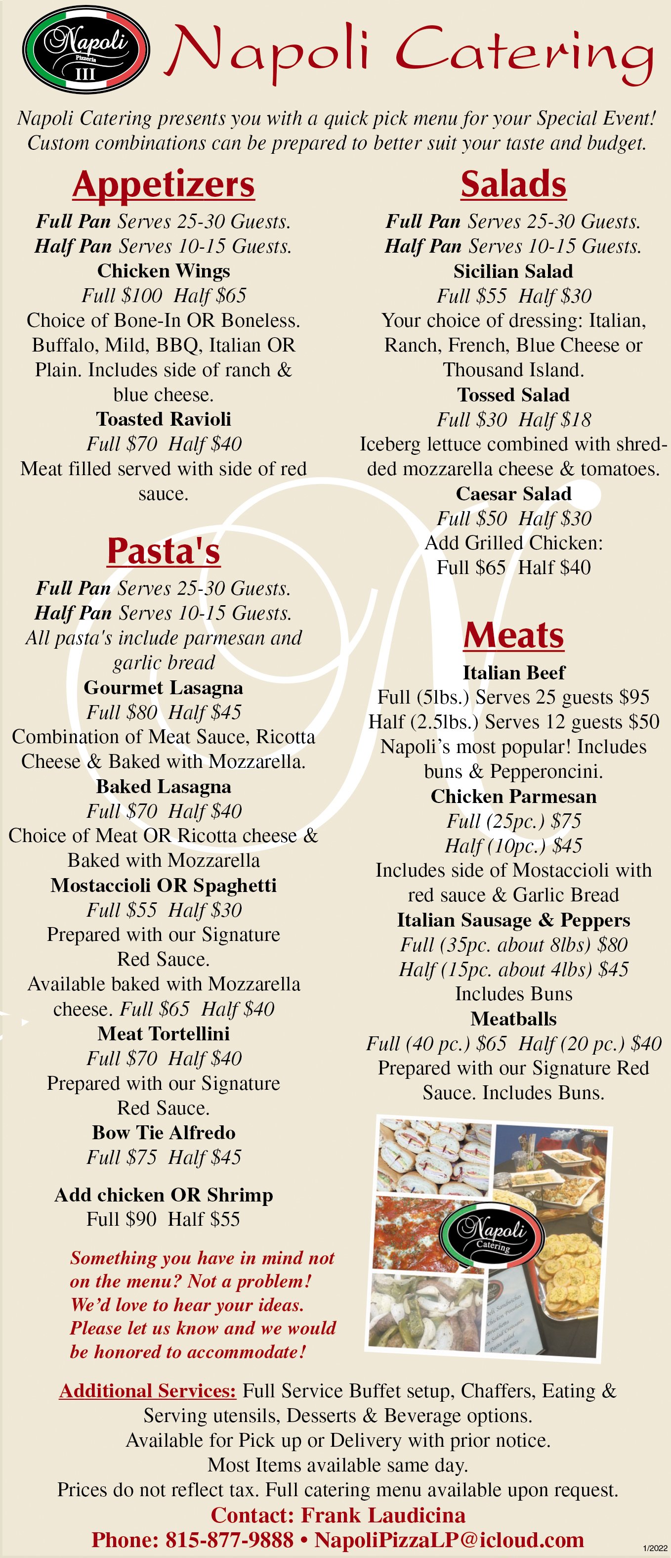 Napoli's Pizza Loves Park Menu | Loves Park, IL