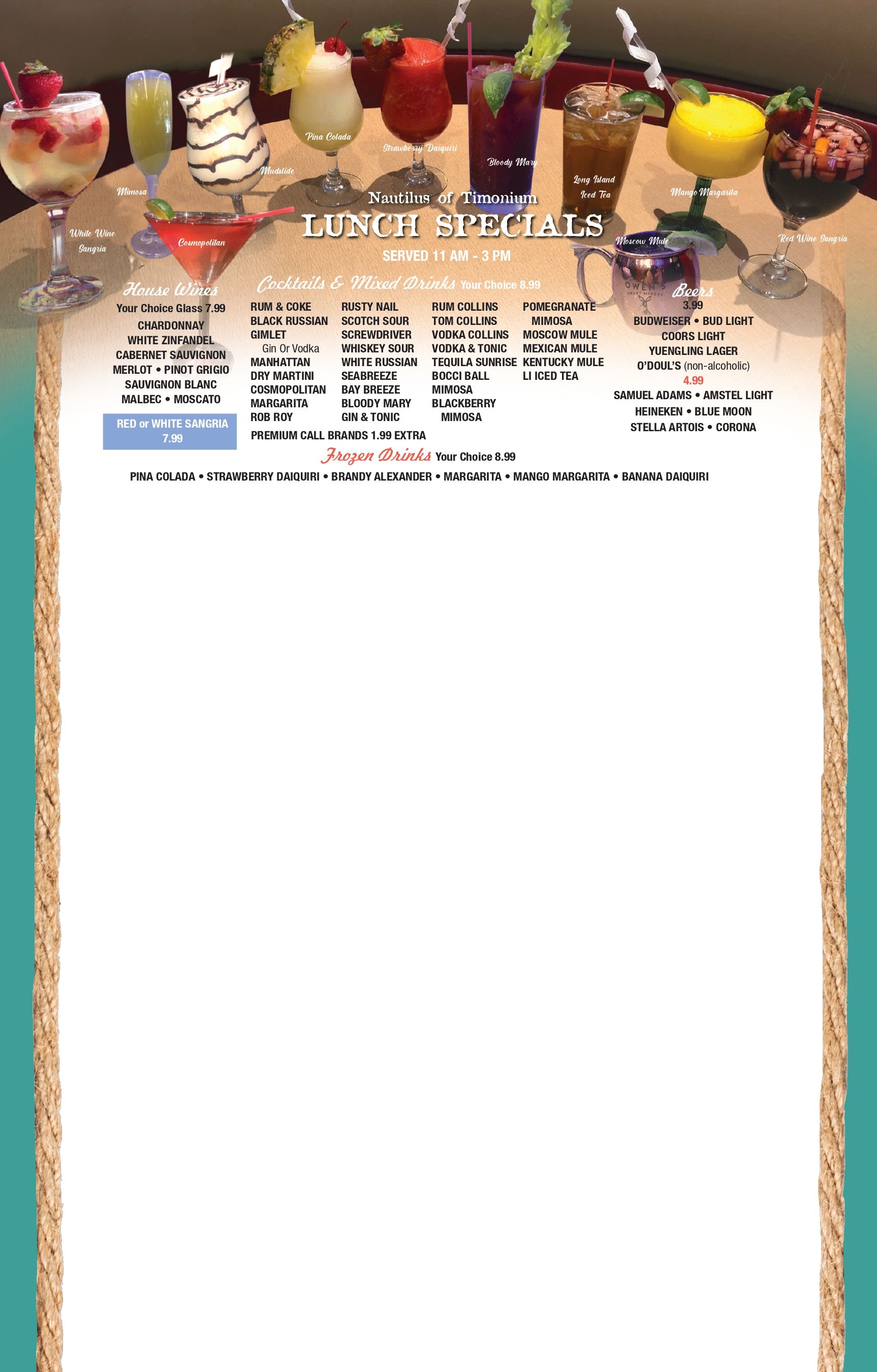 Nautilus Diner-Restaurant Timonium Menu | Timonium, MD
