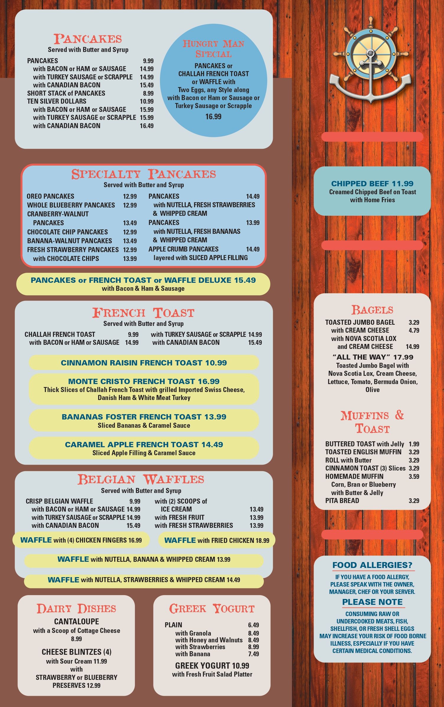 Nautilus Diner-Restaurant Timonium Menu | Timonium, MD