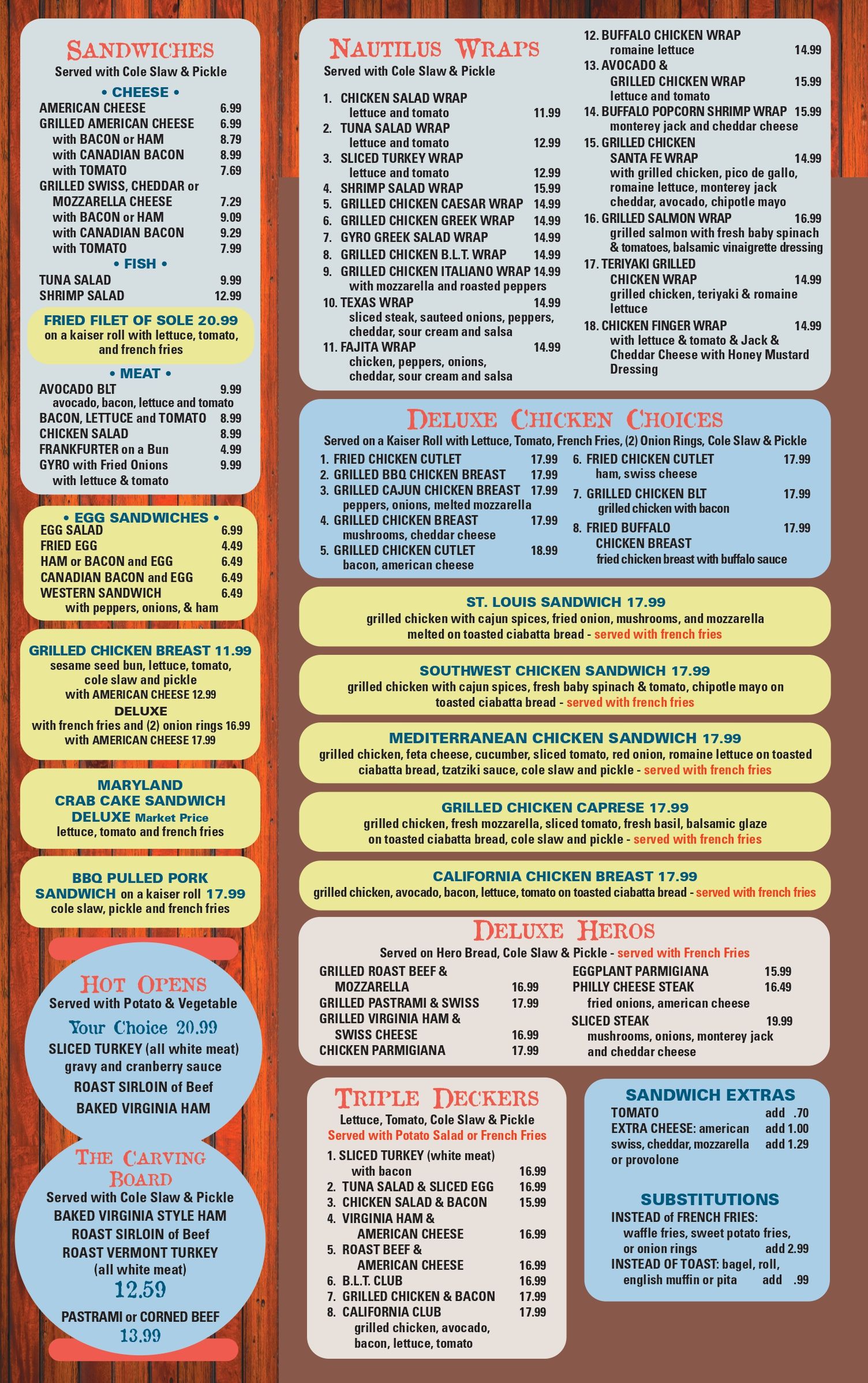 Nautilus Diner-Restaurant Timonium Menu | Timonium, MD