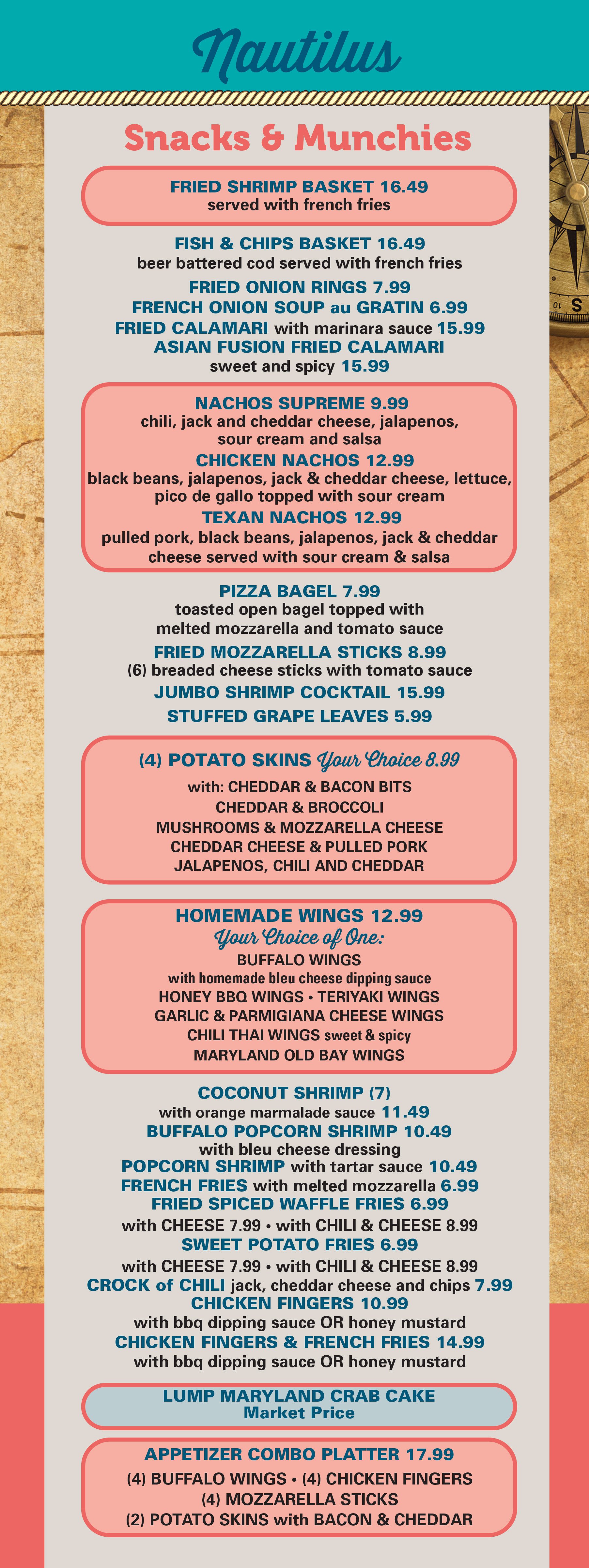 Nautilus Diner-Restaurant Timonium Menu | Timonium, MD