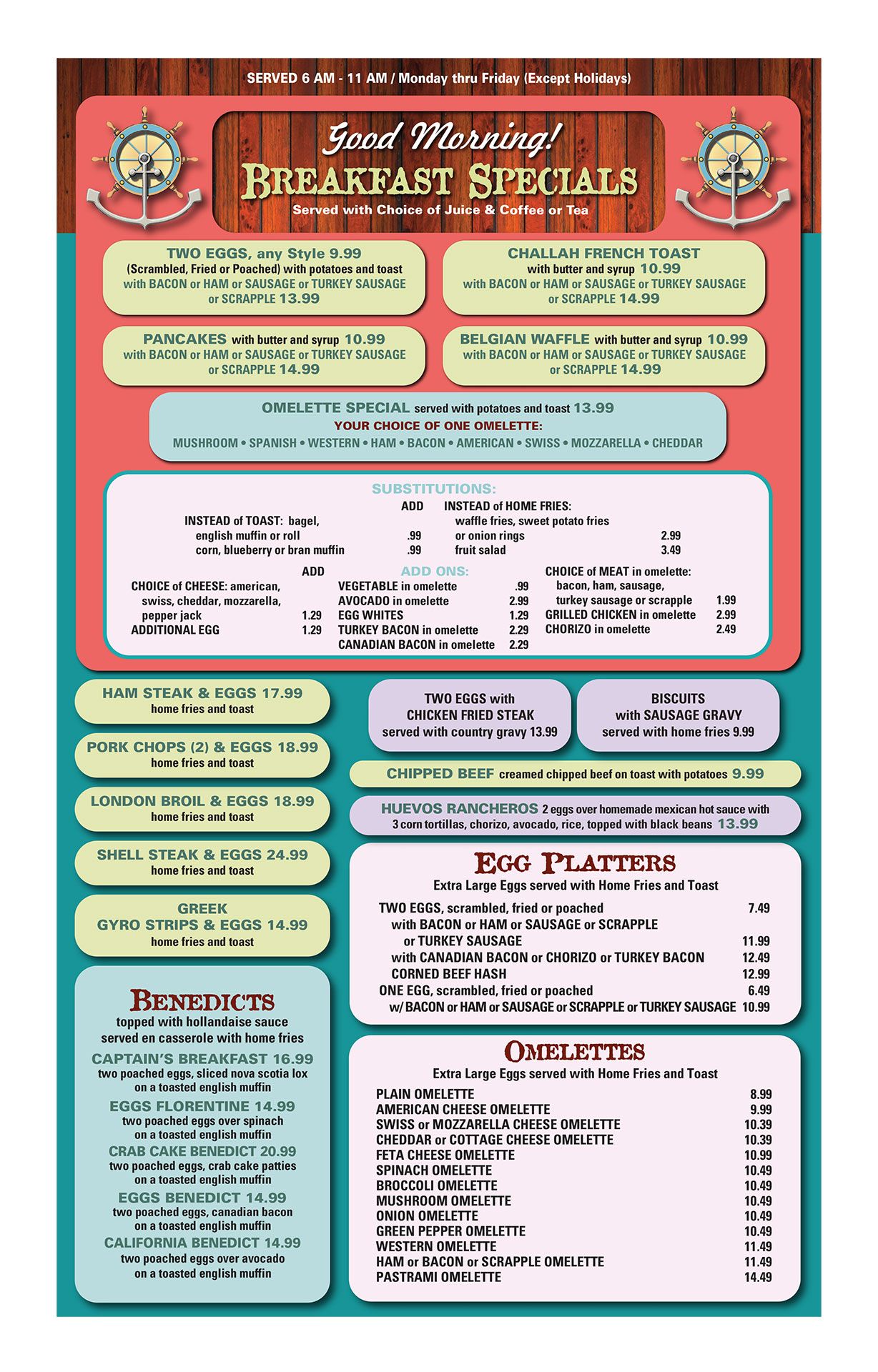 Nautilus Diner-Restaurant Crofton Breakfast Menu | Crofton, MD