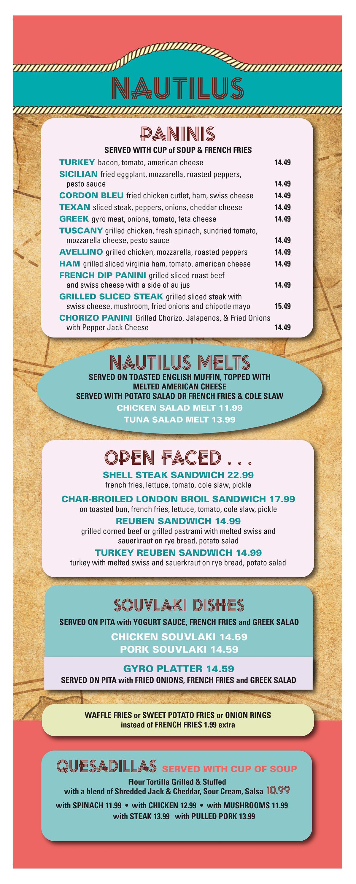 Nautilus Diner-Restaurant Crofton Lunch Menu | Crofton, MD