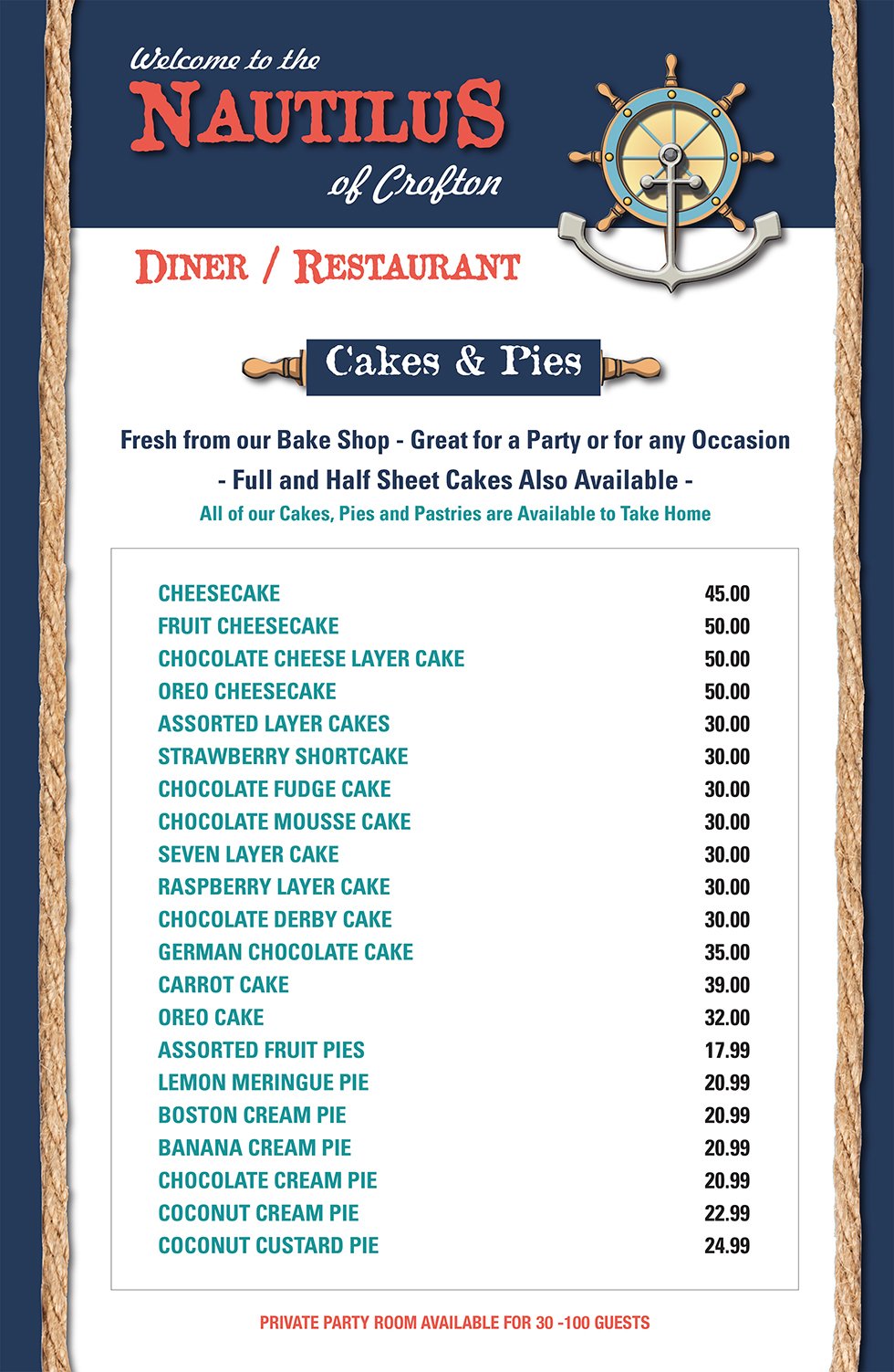 Nautilus Diner-Restaurant Crofton Menu | Crofton, MD