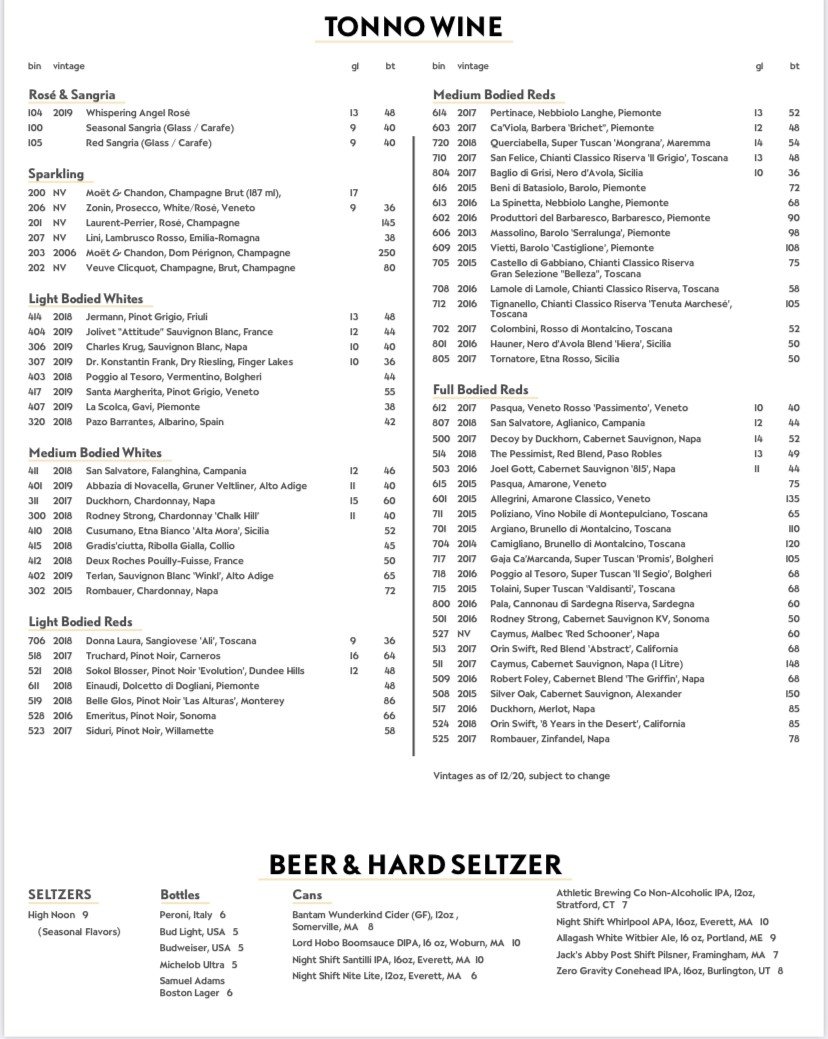 The Italian Restaurant Wakefield, MA Loves | Tonno