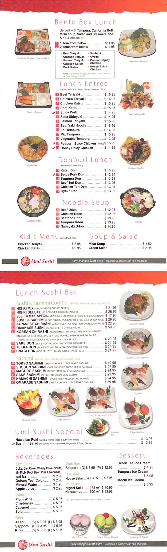 Umi Sushi | Lunch Menu - Modesto, CA