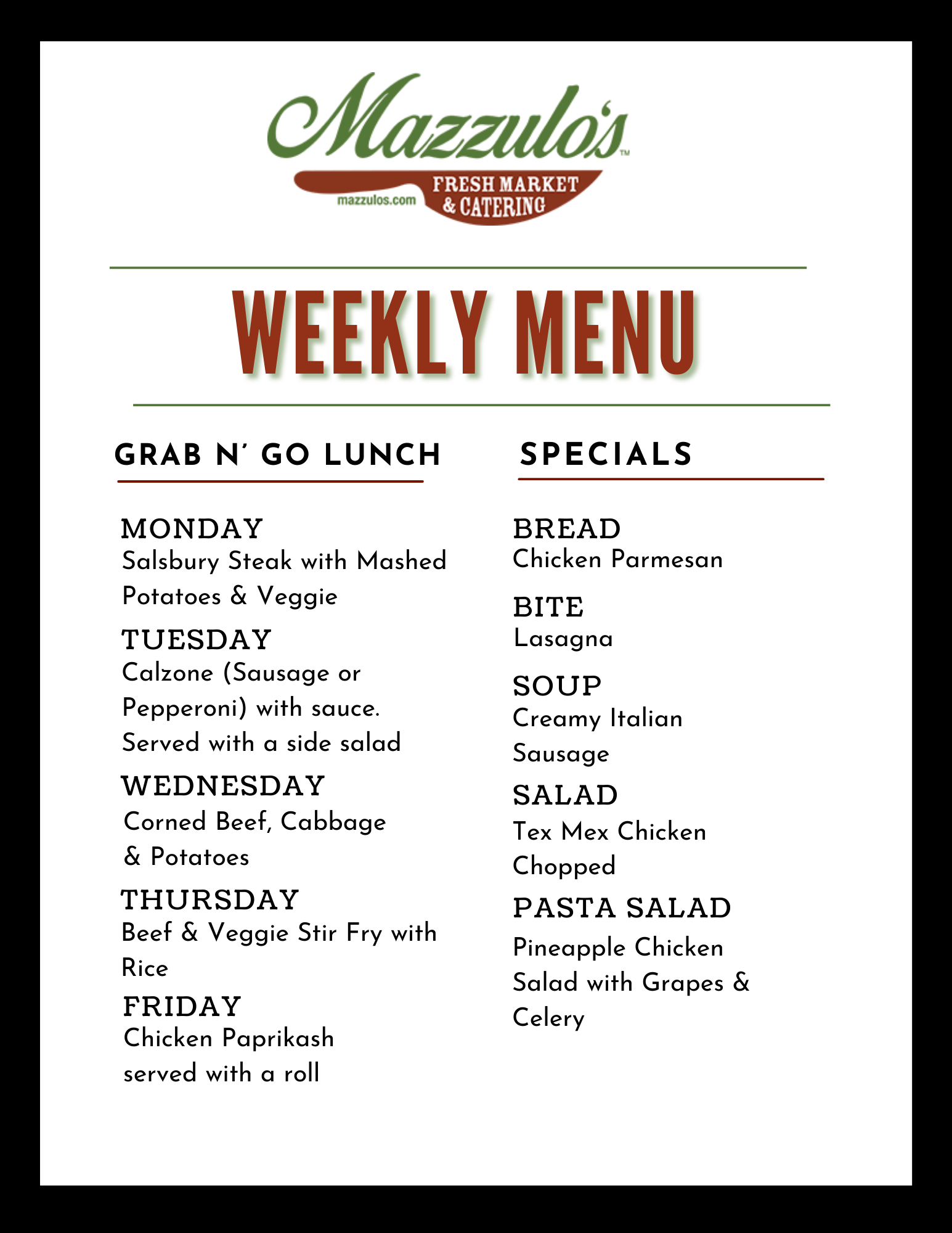 This Week! | Mazzulo's Market
