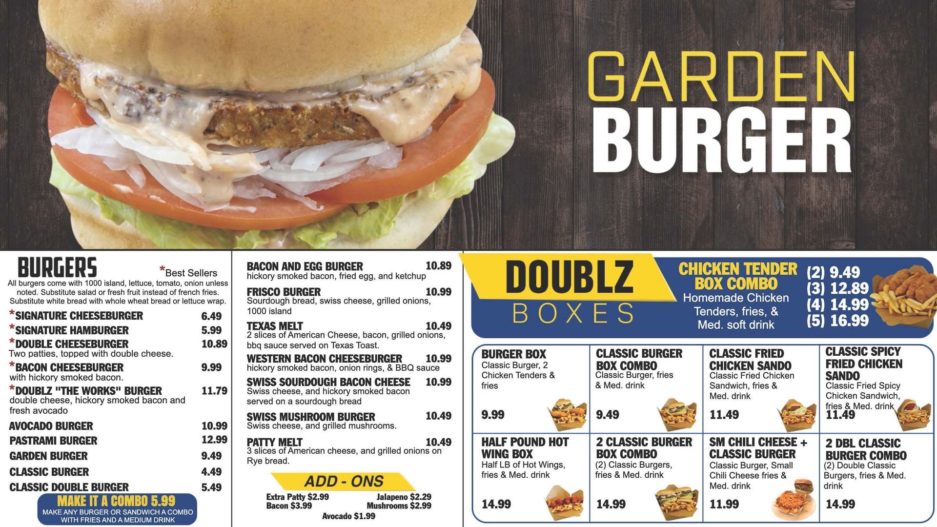 Burgers, Sandwiches, and Breakfast Menu | Doublz