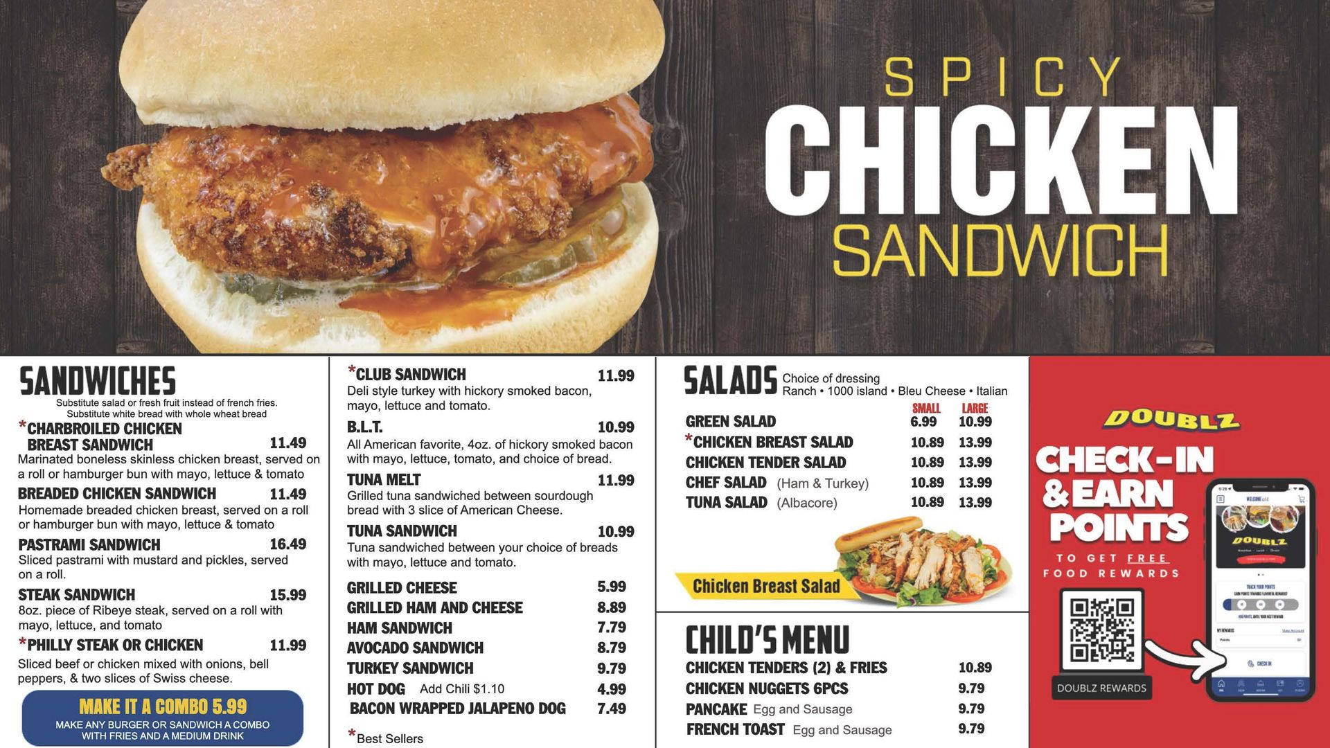 Burgers, Sandwiches, and Breakfast Menu | Doublz