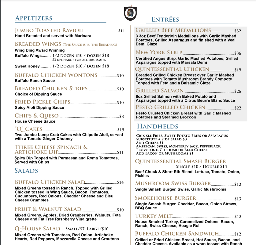 Quintessential Dining & Nightlife Dining Menu Saint Charles