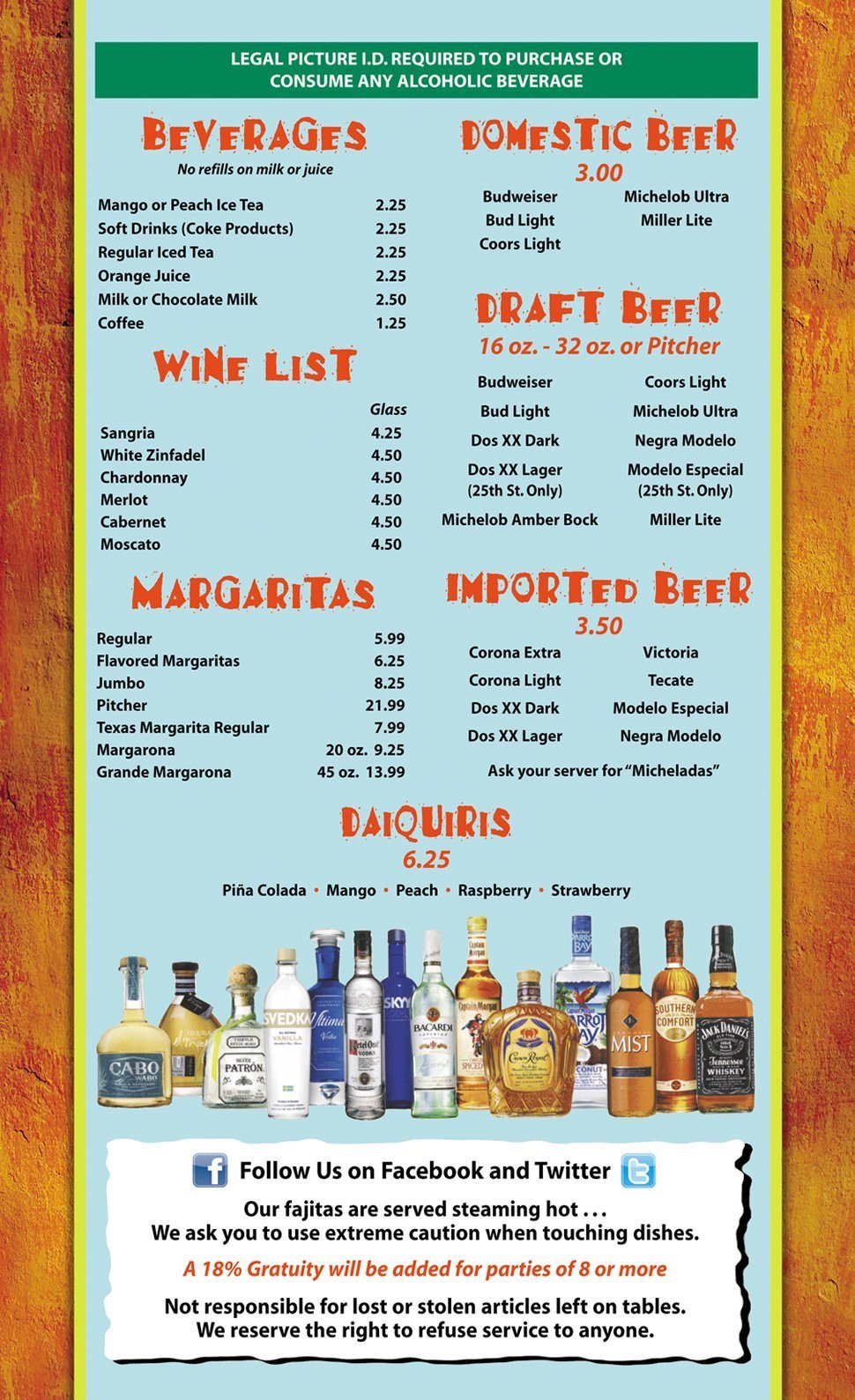 Las Margaritas Menu | Cleveland, TN