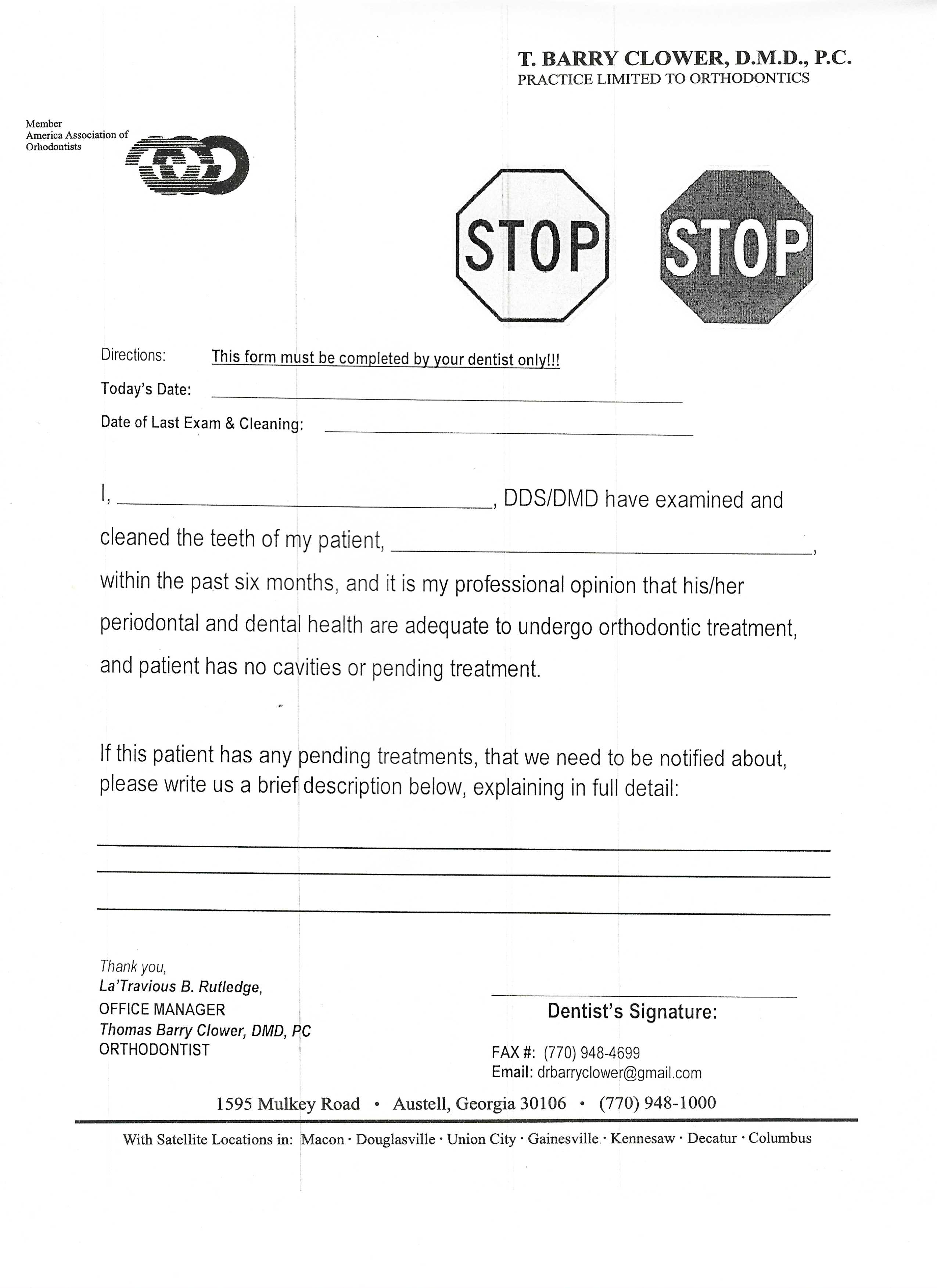 Patient Forms | Clower Orthodontics PC