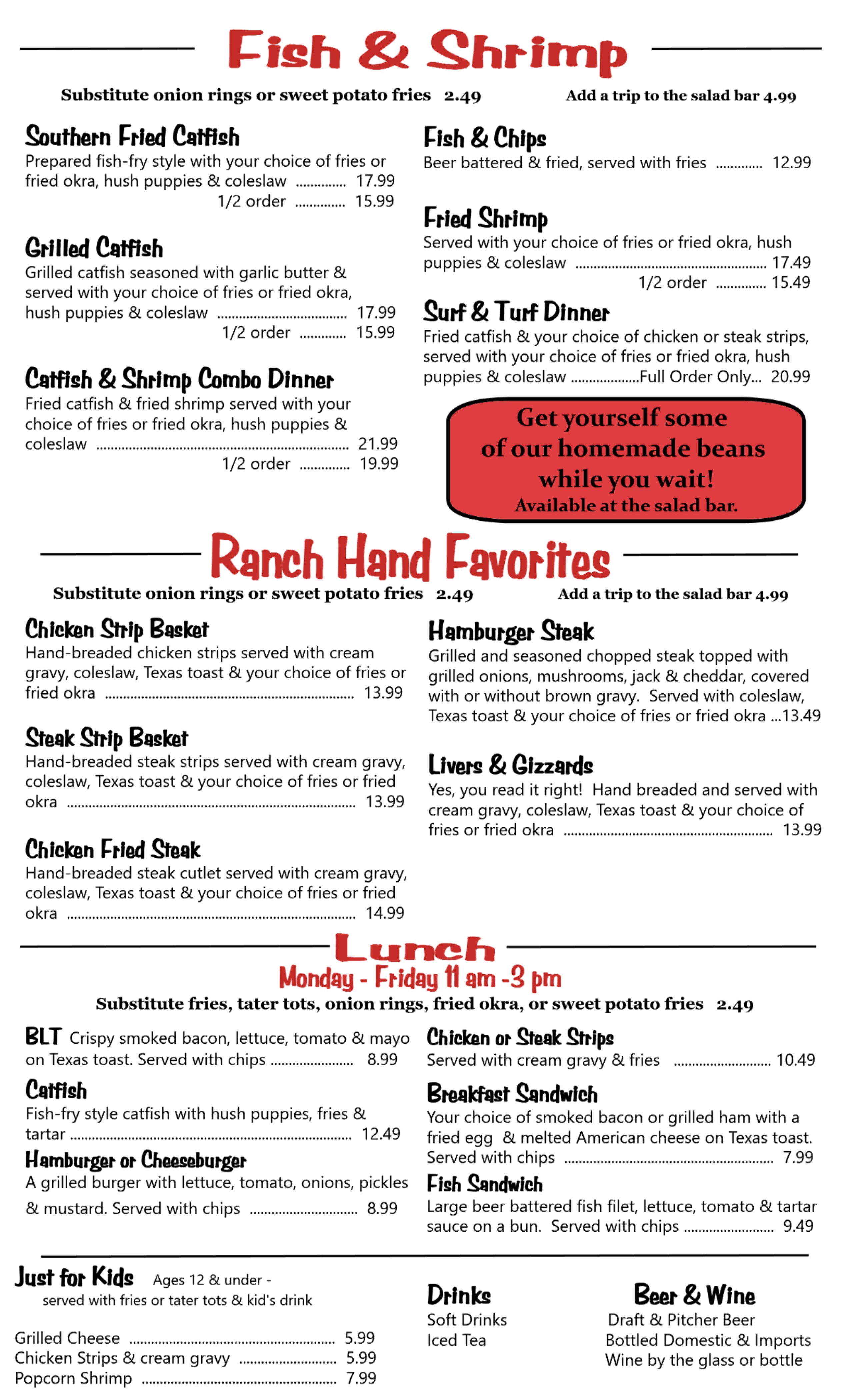 Catfish Grill Menu | Wichita Falls, TX