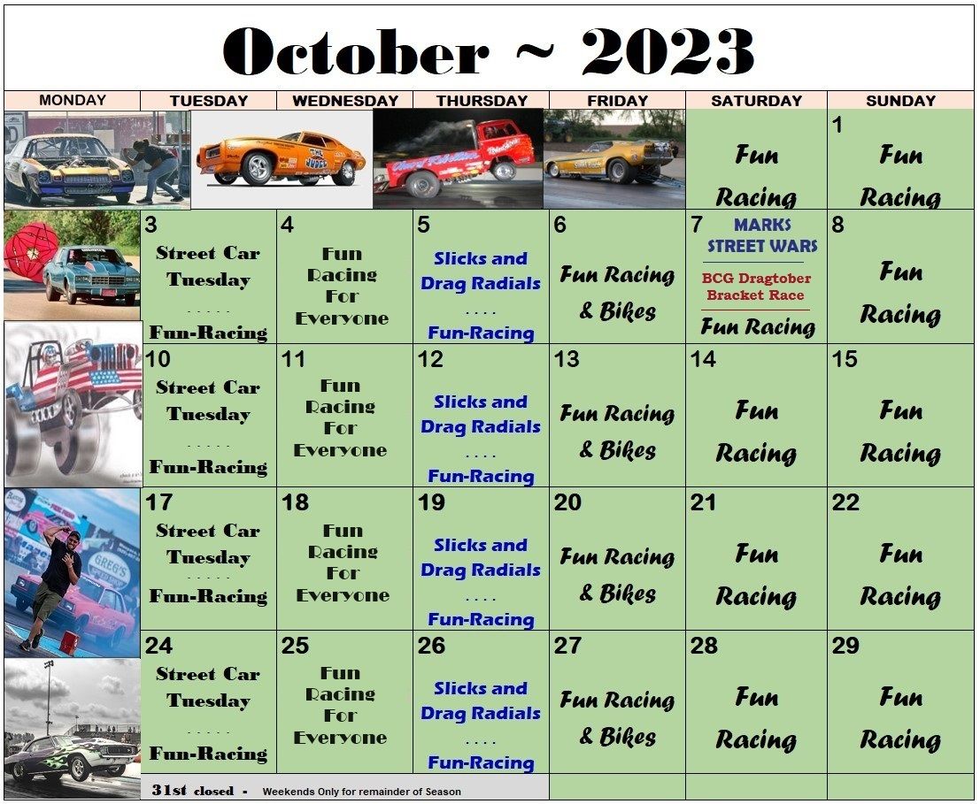 Drag Racing Track Calendar | Great Lakes Dragaway