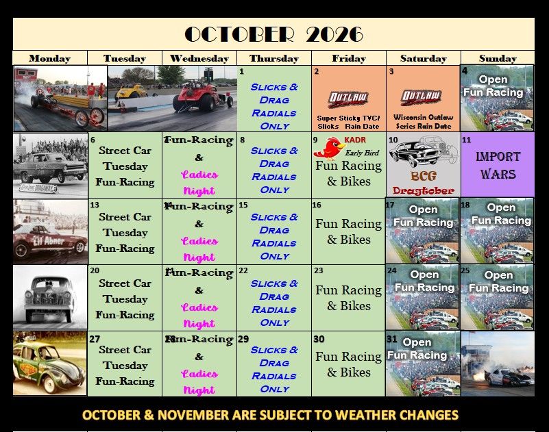 Drag Racing Track Calendar | Great Lakes Dragaway