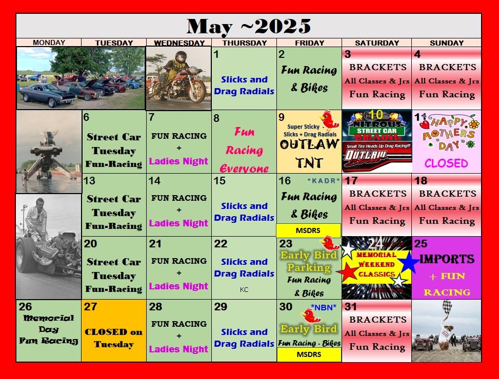 Drag Racing Track Calendar | Great Lakes Dragaway