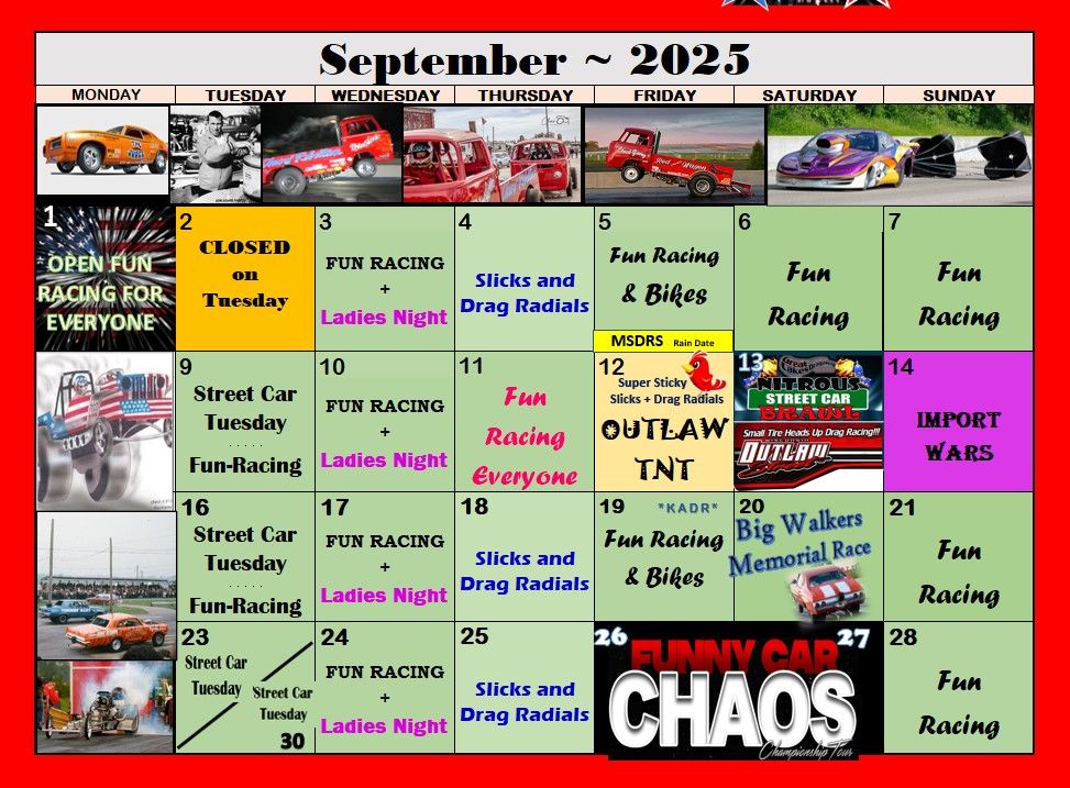 Drag Racing Track Calendar | Great Lakes Dragaway
