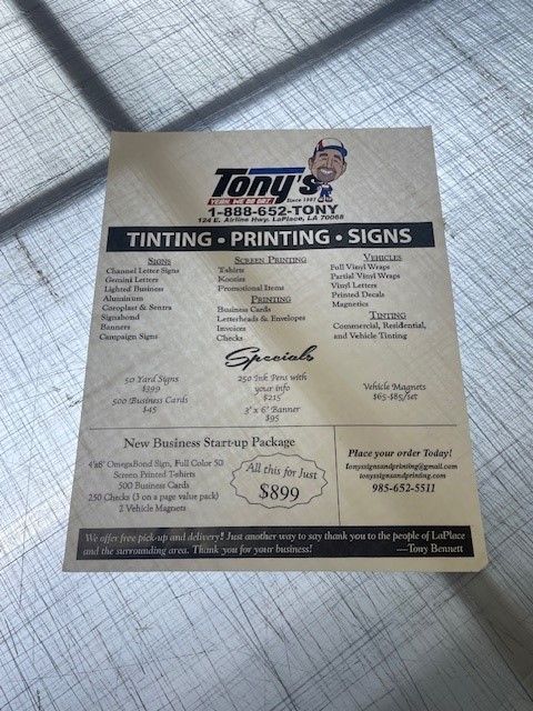 Gallery | Tony's Signs Screen Printing & Tinting