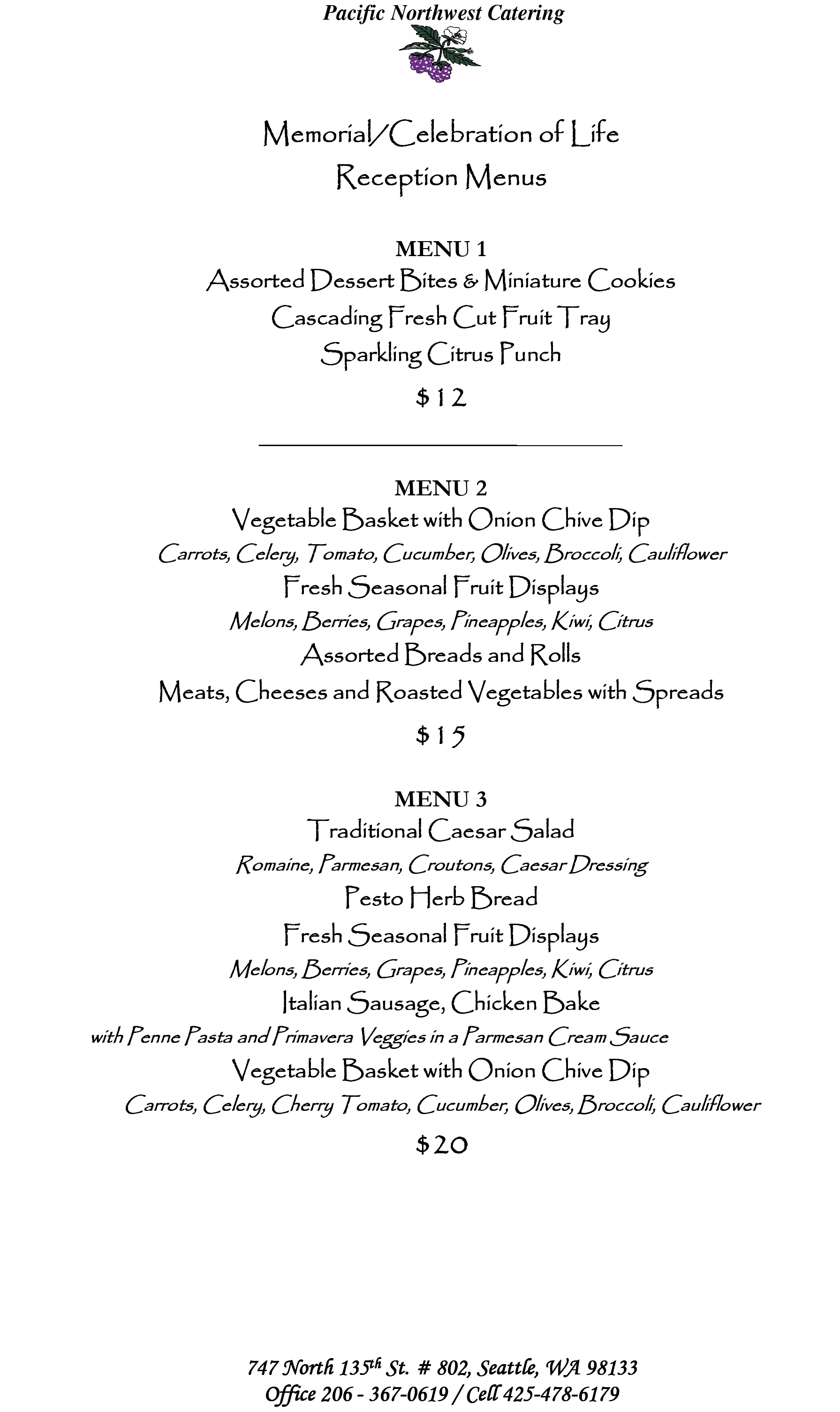 Celebration of Life | Pacific Northwest Catering