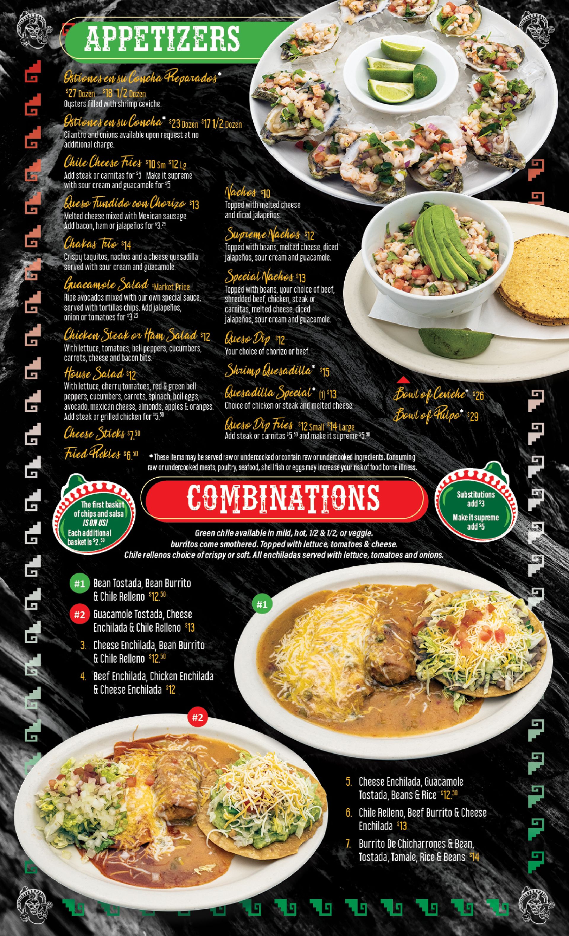 Entrees Menu | Chakas Mexican Restaurant