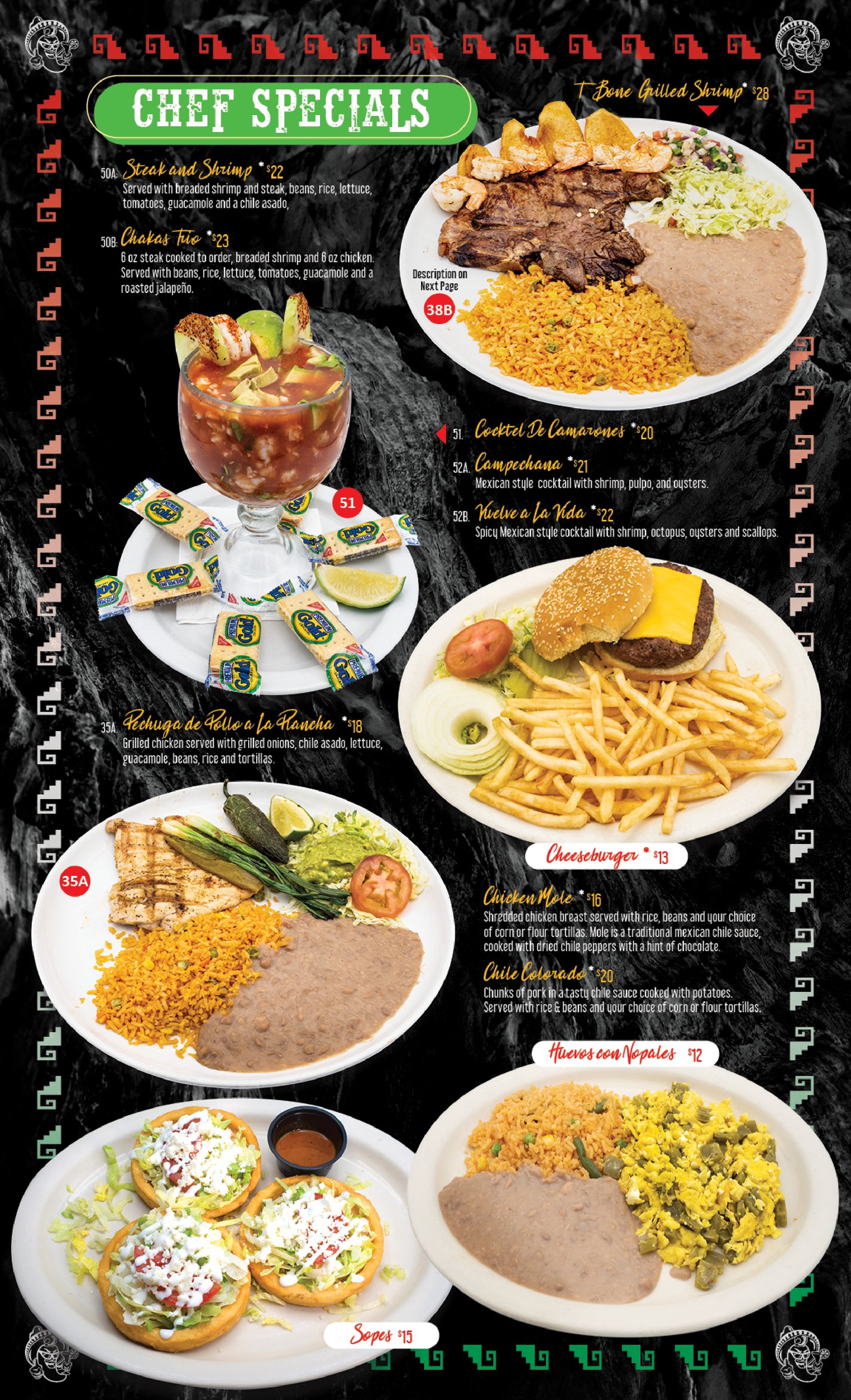 Entrees Menu | Chakas Mexican Restaurant