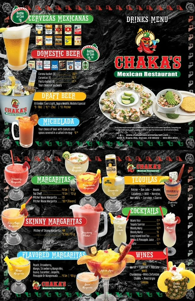 From the Bar Menu | Chakas Mexican Restaurant