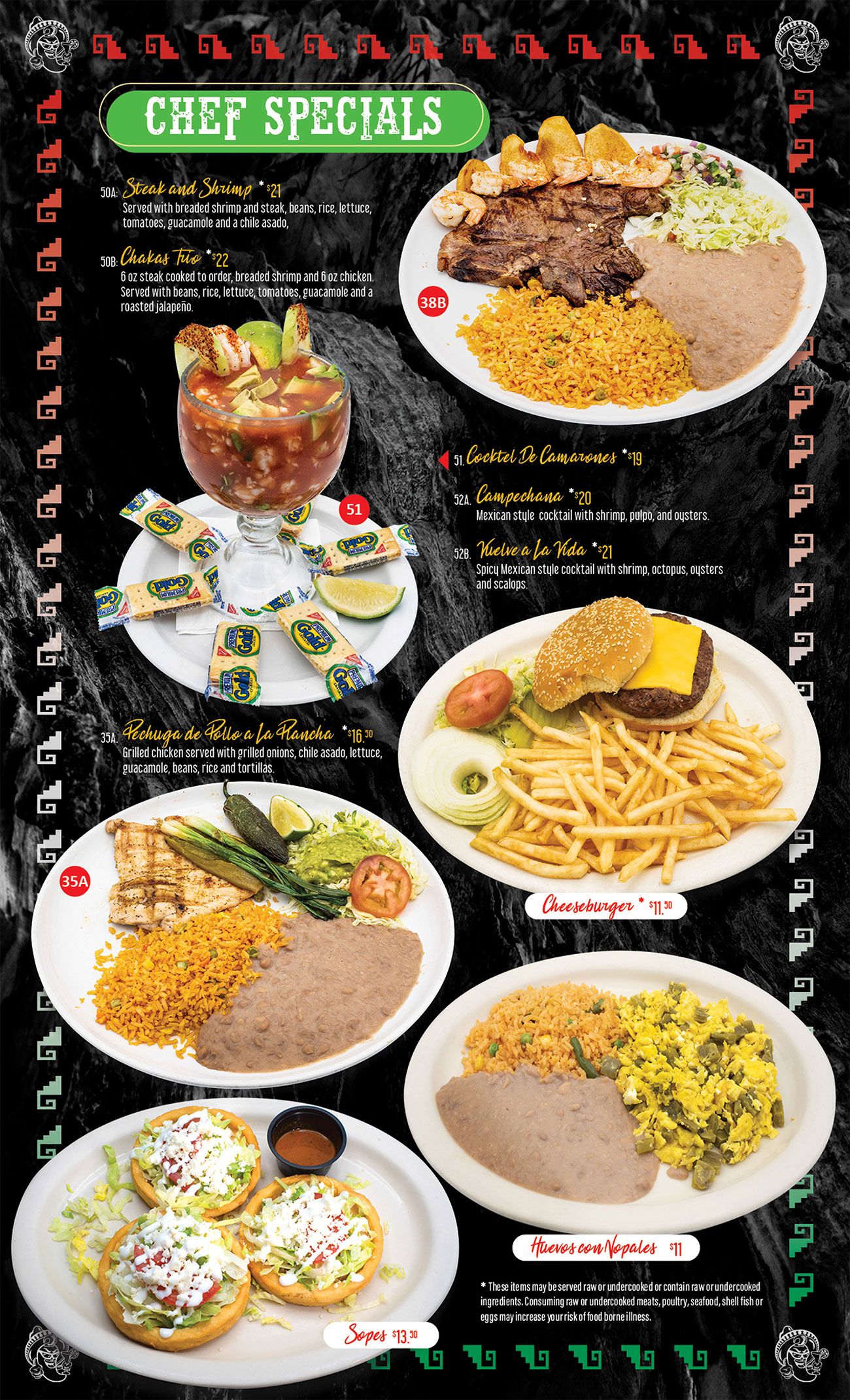 Entrees Menu | Chakas Mexican Restaurant